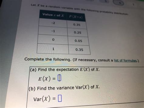 Solved Let X Be A Random Variable With The Value Xor X PX Chegg Com