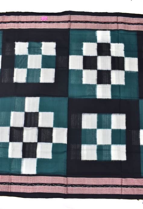 Green Black Combination Pasapali Design Sambalpuri Handloom Cotton