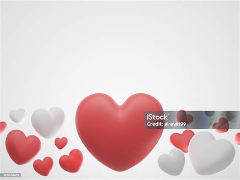 발렌타인 데이 컨셉 빨간색과 흰색 하트가 흰색 배경에 풍선 3d 렌더링 0명에 대한 스톡 사진 및 기타 이미지 0명 광고