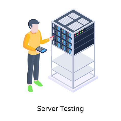 Person With Server Rack Isometric Icon Of Server Testing 6066599