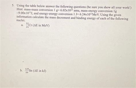 Solved Using The Table Below Answer The Following Chegg
