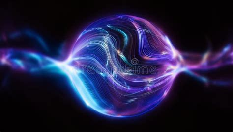 Magic Sphere With Plasma Glow Abstract Futuristic Flowing Neon Energy