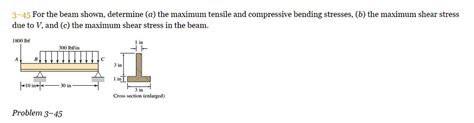 Solved Text 3 45 For The Beam Shown Determine A The Maximum