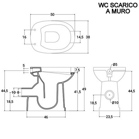 Front Opening Floor Standing WC Model Pegaso 49 Cm High With Wall Or Floor Drain