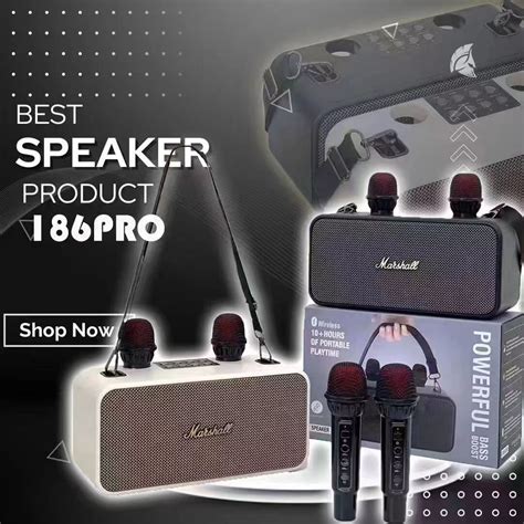 ลำโพงบลูทูท Classic Marshaii A 168pro แถมฟรี 2 ไมค์ลอย พร้อมสายสะพาย Myhappyphones