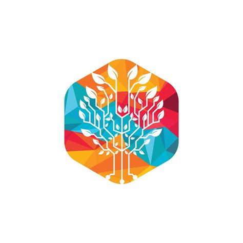 tech tree vector logo design template connecting network tree icon