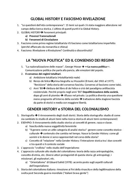 Perfetto Riassunto Schematico Per Esame Di Storia Contemporanea Lm A