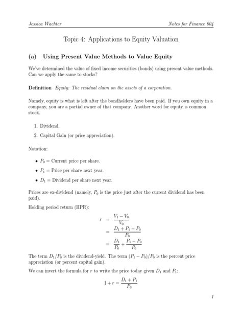 Topic 4 Lecture Notes Pdf Net Present Value Stocks