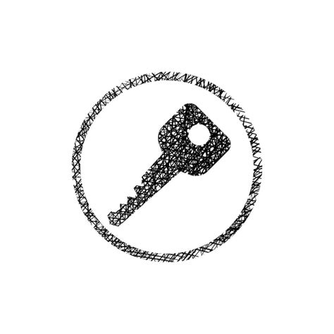Premium Vector Vector Key Icon With Hand Drawn Lines Texture