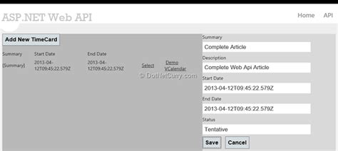 Head First Into Aspnet Web Api A Time Card Service Using Media Formatters And Knockoutjs