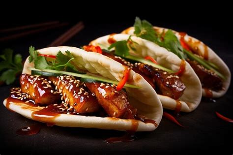 Premium Photo Asian Fusion Delight Korean Bbq Chicken Bao Bun