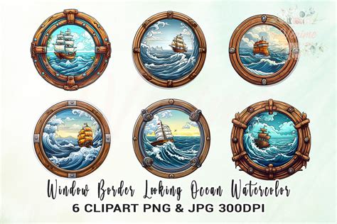 Window Border Looking Ocean Clipart Graphic By Venime · Creative Fabrica