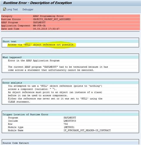 Solved Re Access Via Null Object Reference Not Possibl Sap Community