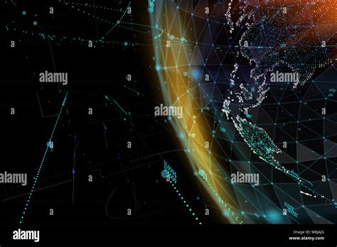 Abstract Sphere Shape Of Glowing Global Communication Global Network Connection Visualization