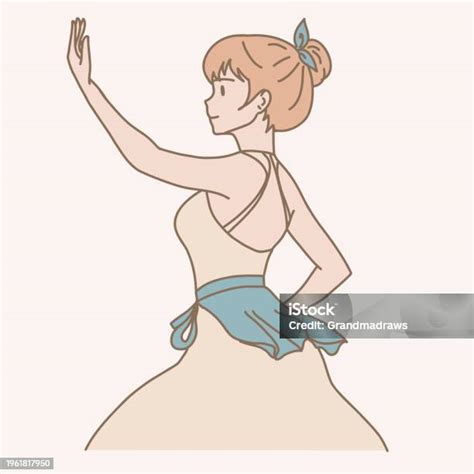 여성 현대 무용수 발레리나 댄스 손으로 그린 평면 만화 캐릭터 벡터 일러스트 에어로빅에 대한 스톡 벡터 아트 및 기타 이미지