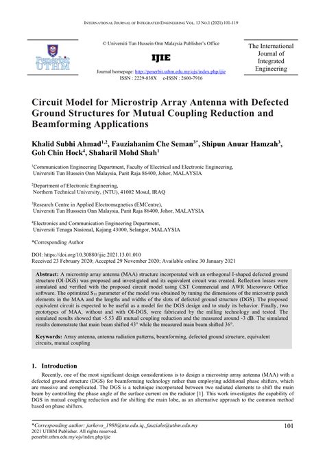 Circuit Model For Microstrip Array Antenna With Defected Ground