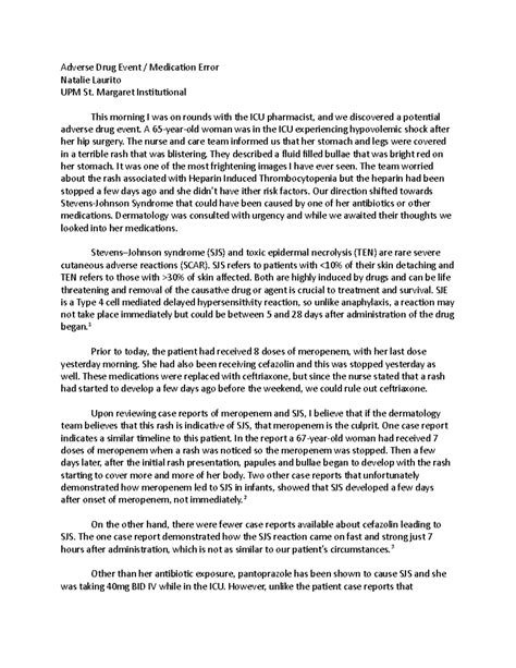 Potential Sjs After Meropenem Adverse Drug Event Medication Error