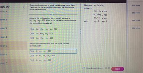Solved Determine The Number Of Slack Variables And Name