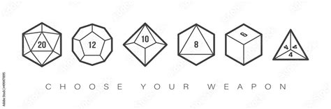 Vector Circle Line Dice Set 20 12 10 8 6 And 4 Sided Board Games