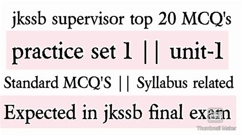 Jkssb Supervisor Practice Set 1sociology Unit 1 Top 20 Mcqs