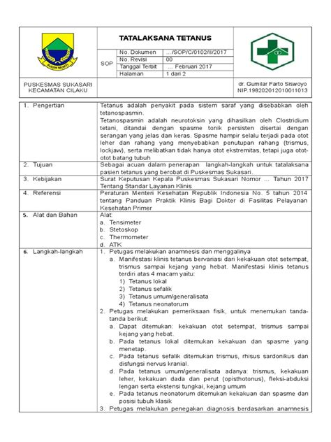 Tatalaksana Tetanus Pdf