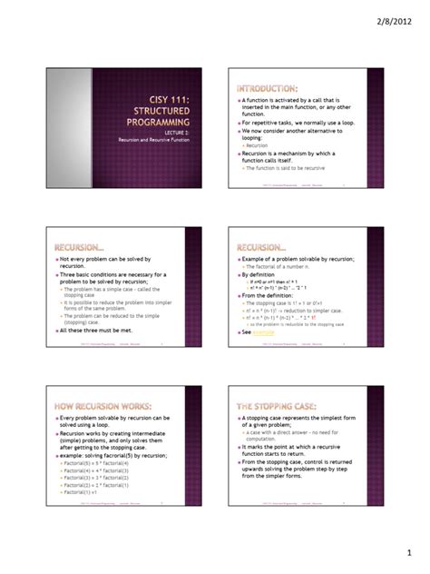 Cisy 111 Lecture2 Recursion Pdf
