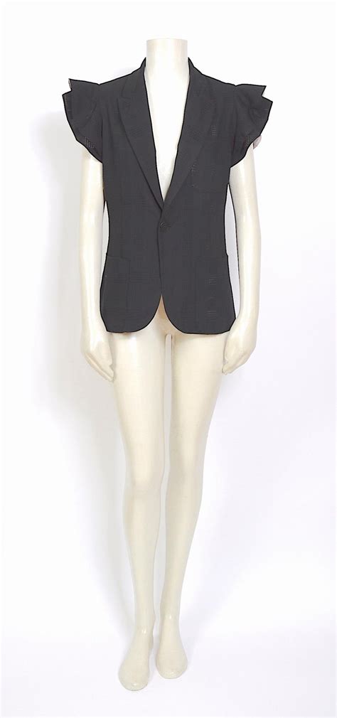 Jean Paul Gaultier 1990s Vintage Black Jacket Featuring Short Ruffle