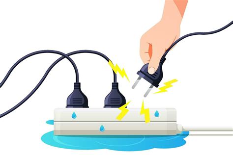 Hand Unplugging Cable From Wet Electrical Socket 29195810 Vector Art At Vecteezy