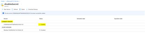 error when getting disabled azure kevy vault secret stack overflow