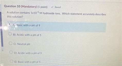 Solved A Solution Contains 1×10−11m Hydrogen Ions Which