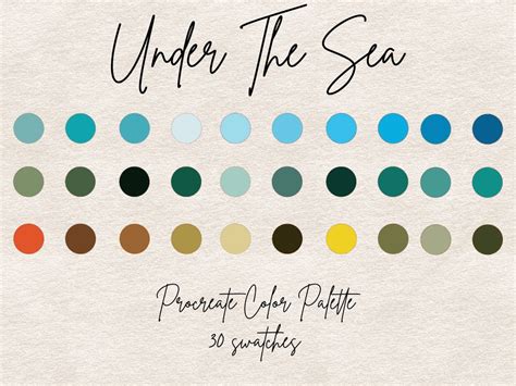 Under The Sea Procreate Color Palette Bright Color Swatches Water