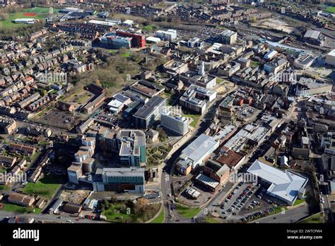 A 2024 Aerial View Of Barnsley Town Centre Looking Eneast Up Peel