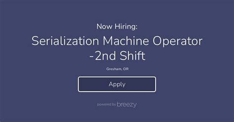 Serialization Machine Operator 2nd Shift At Terzo Enterprises