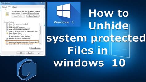 How To Show Protected Operating System Files Windows 10 Youtube