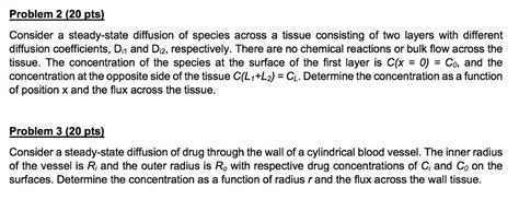Solved Problem Pts Consider A Steady State Diffusion Chegg