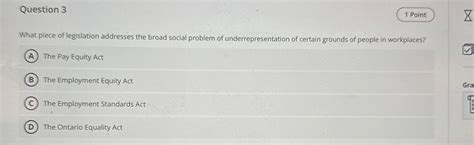 Solved Question 3 1 Point What Piece Of Legislation Addre