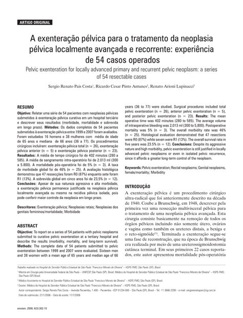 Pdf Pelvic Exenteration For Locally Advanced Primary And Recurrent