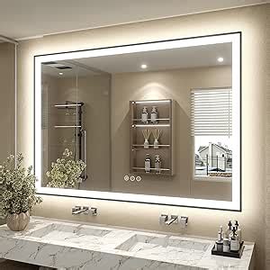 Amazon SMIROR Black LED Bathroom Mirror X Lighted Vanity Mirrors With Lights Dimmable