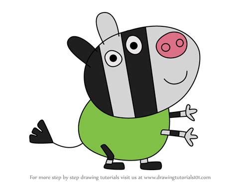 How To Draw Zayne Zebra From Peppa Pig Peppa Pig Step By Step