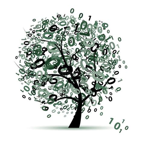 Digital Tree Logo Colorful Code And Program Stock Vector