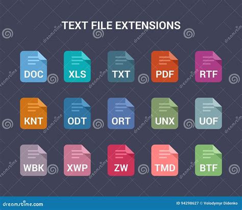 Text File Extensions Flat Colored Vector Icons Stock Vector Illustration Of Icon Icons 94298627