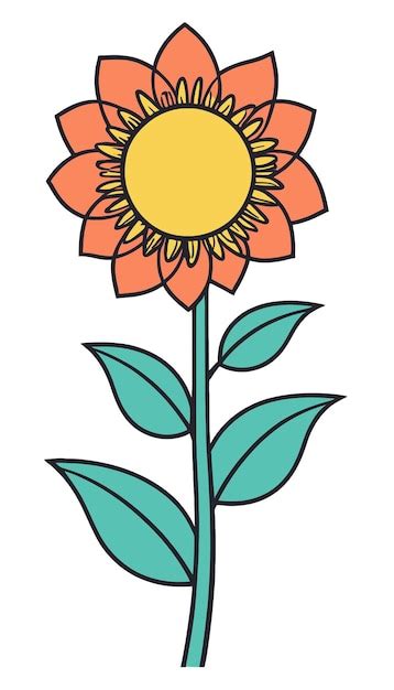 Ilustración de clip art vectorial de girasol Vector Premium