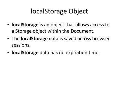 HTML And Local Storage Ppt Download