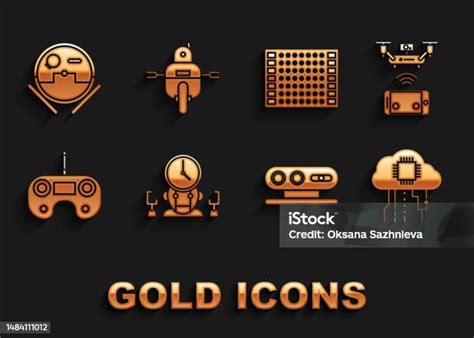 Set Robot And Digital Time Manager Remote Aerial Drone Internet Of Things 3d Scanning System