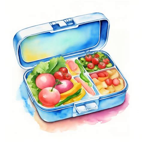 Graphic Healthy Breakfast Container Prepared For School Stock
