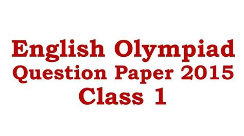 Ieo English Olympiad Class 1 Solved Questions Youtube