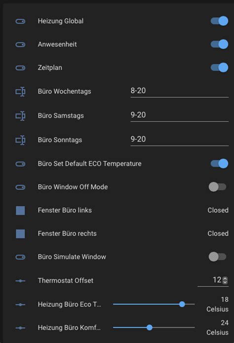 climate automation for time schedules over the day configuration