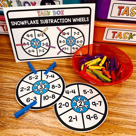 Snowflake Subtraction Wheel Morning Binstask Boxes Simply Kinder
