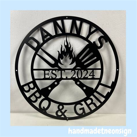 Handmadetneonsign Bbq Metal Sign Barbecue Food Store Wall Decor