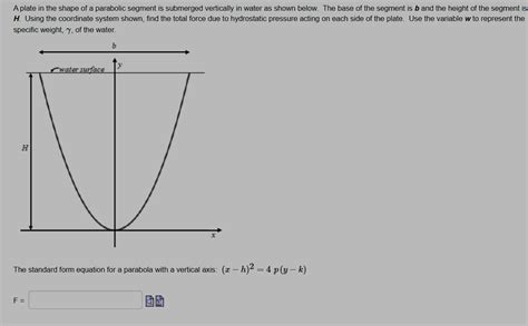 Solved A Plate In The Shape Of A Parabolic Segment Is